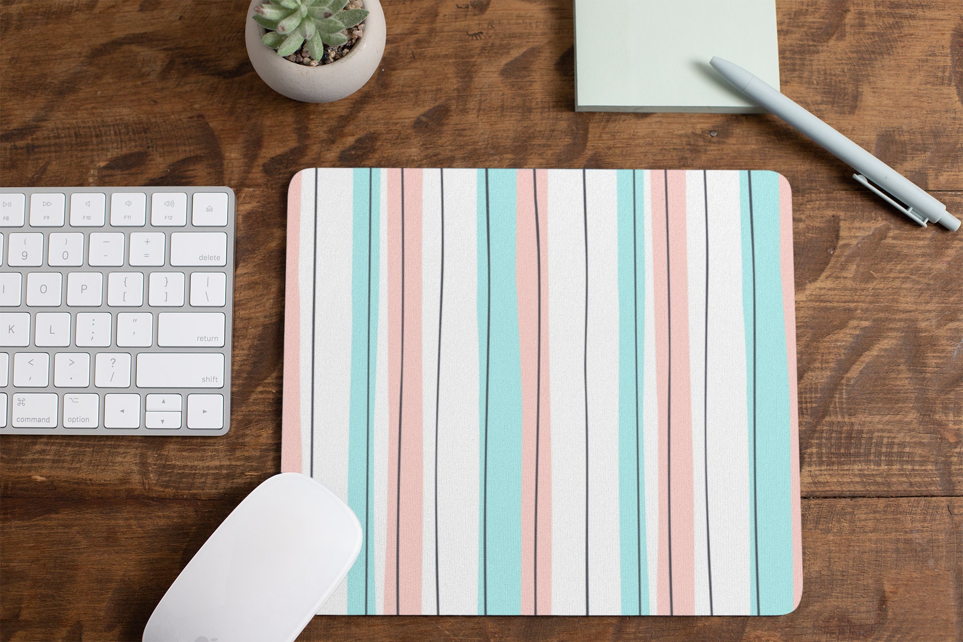 Pastel Stripes Mouse Pad Watercolor Table Mat Cute Mousepad | Etsy