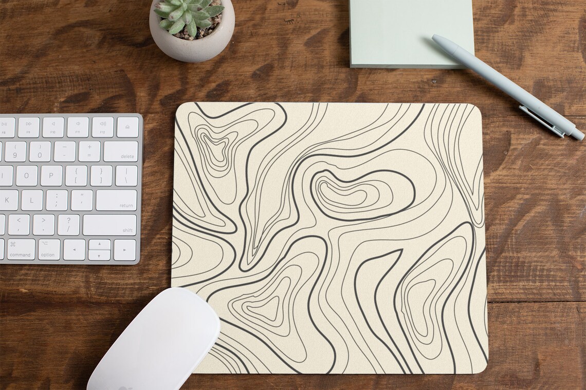 Mouse Pad Contour Line Art Table Mat Cute Mousepad Office - Etsy