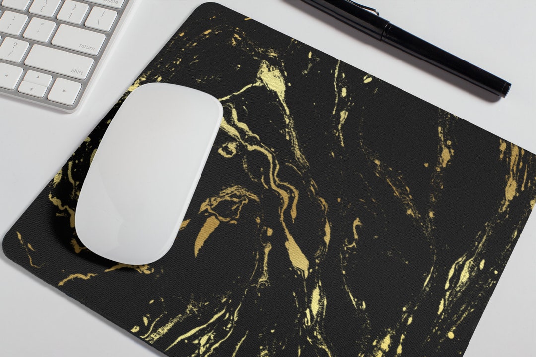 Mouse Pad Golden Marble Table Mat Office Decor Mouse Pad Black Mousepad ...