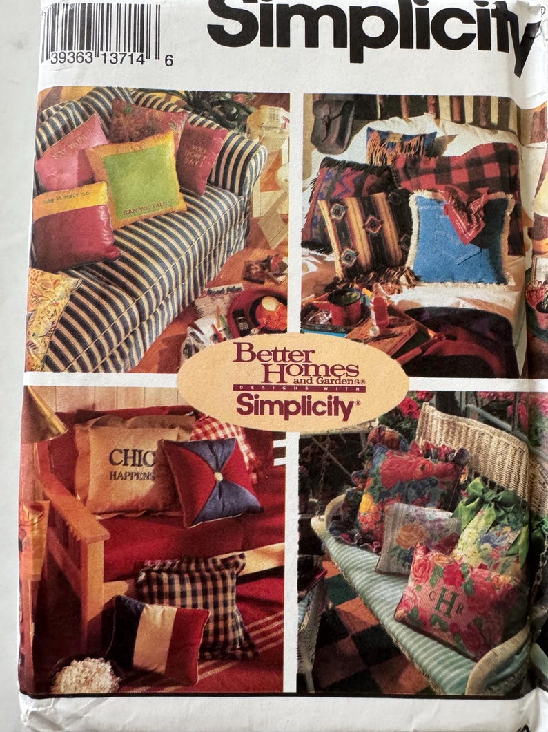 Simplicity 8261 Crafts Sewing Pattern Vintage 1992 Decor Pillows Better ...