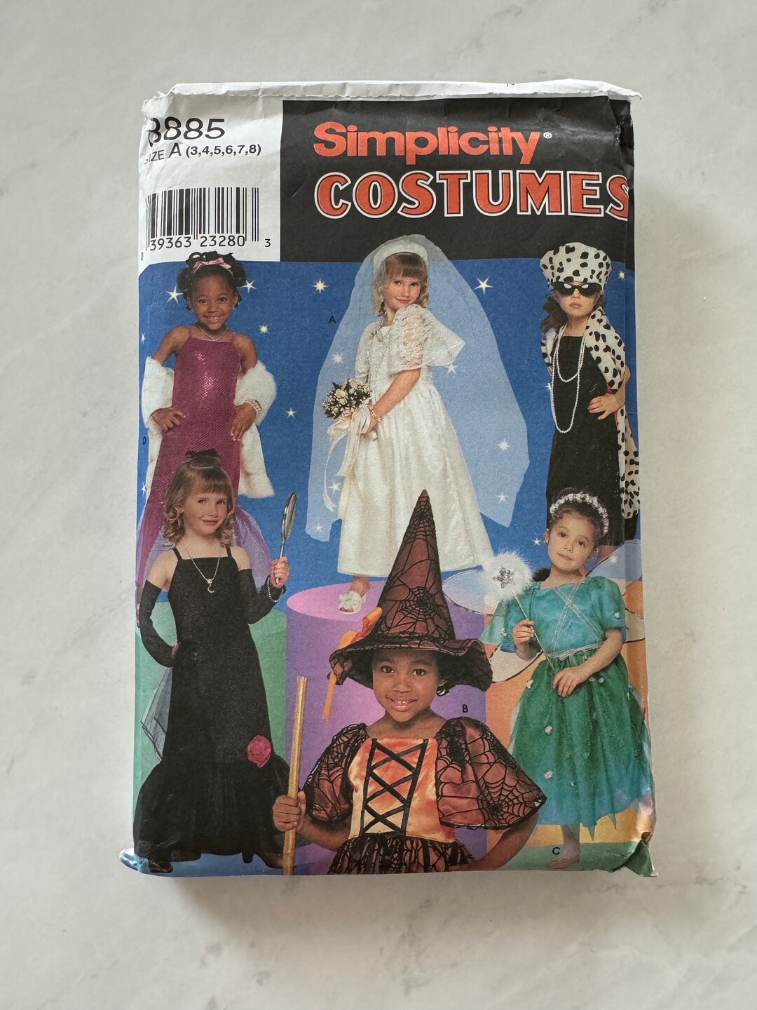 Vintage 1999 Simplicity Costumes Sewing Pattern 8885 Kids Bride Witch ...