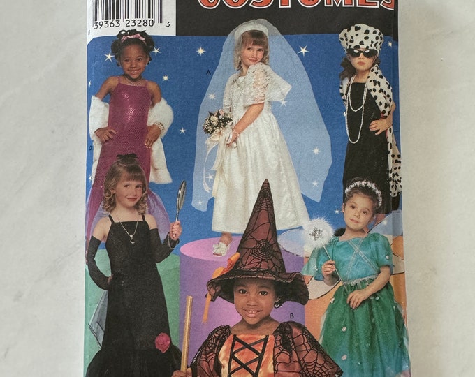 Vintage 1999 Simplicity Costumes Sewing Pattern 8885 Kids Bride Witch ...