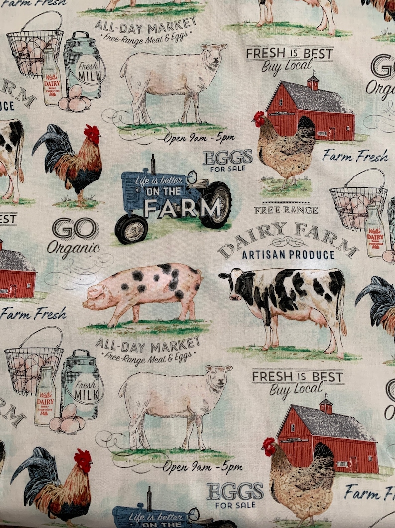 1 Yard _ Dairy Farm Fabric _ 100% Cotton _ Amazing Print Cows - Etsy