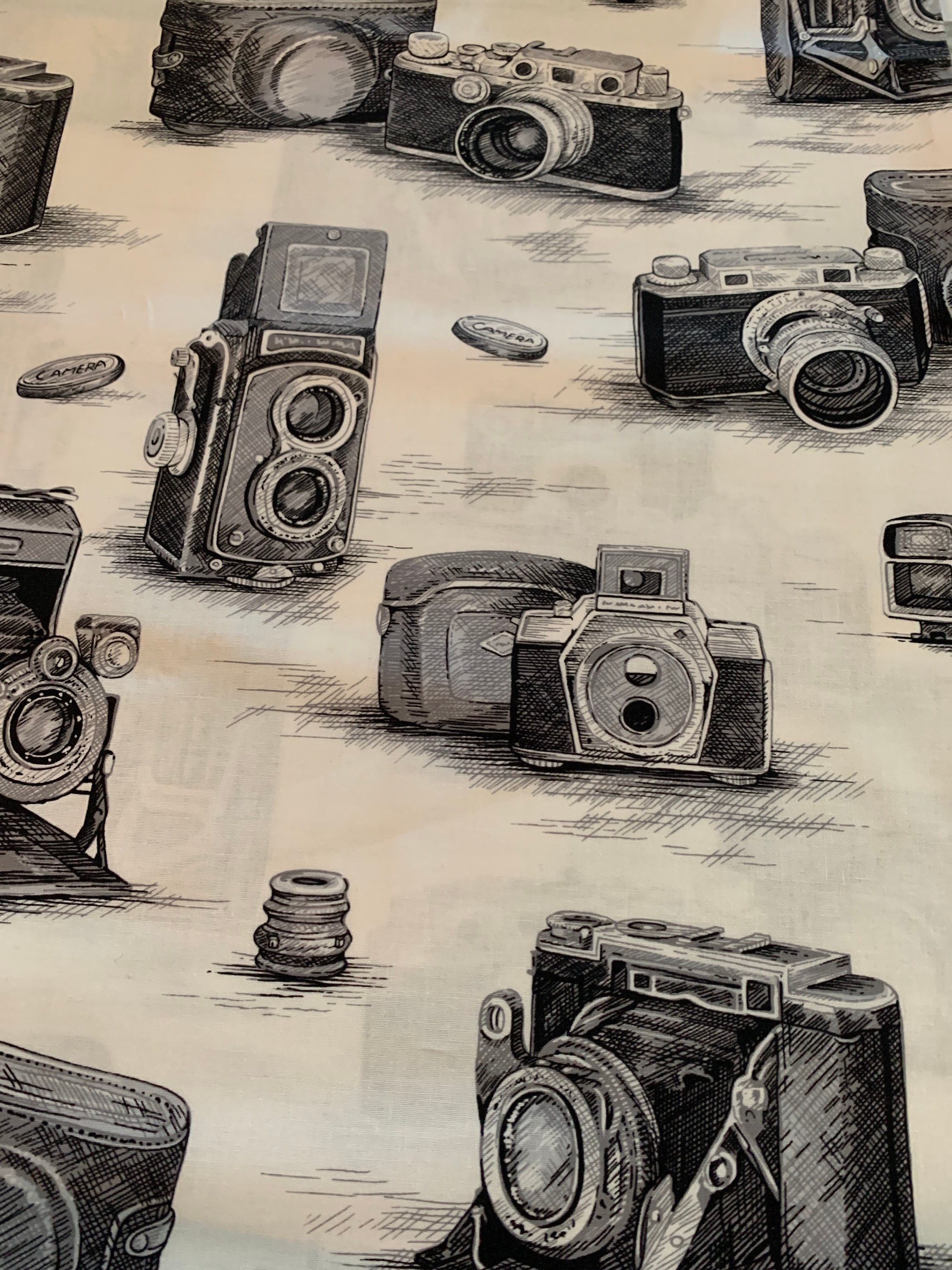 1 Yard _ Antique Cameras Vintage Camera Black Grey Fabric - Etsy