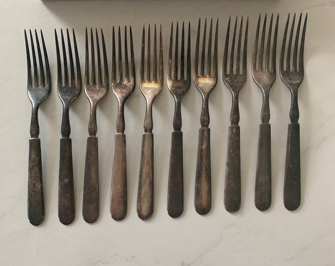 Set 10 _ R.C. RC Co Vintage Antique Dinner Fork Unpolished Flatware ...