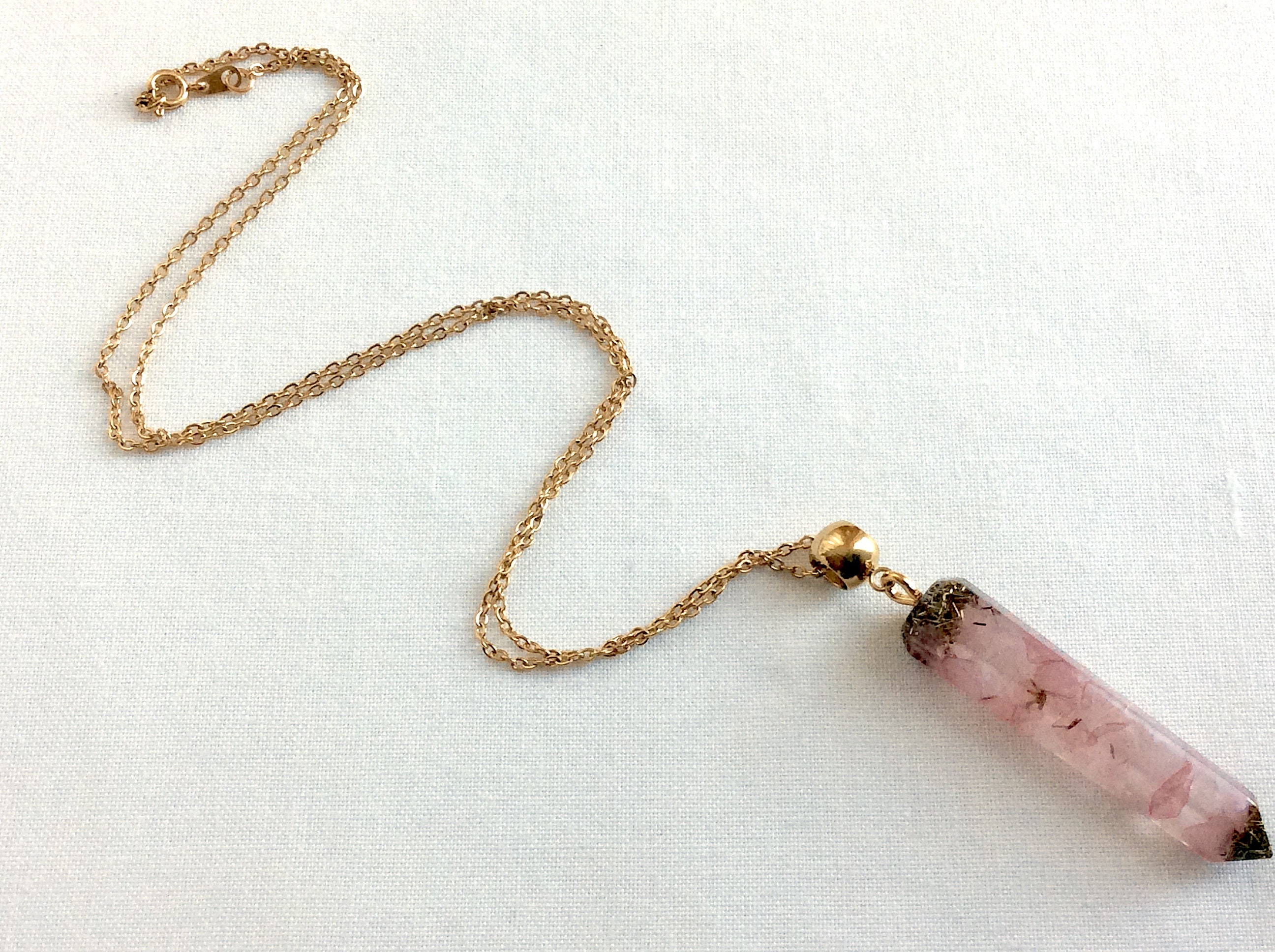 Orgone Quartz Point Pendant Necklace With Rose Quartz Healing - Etsy