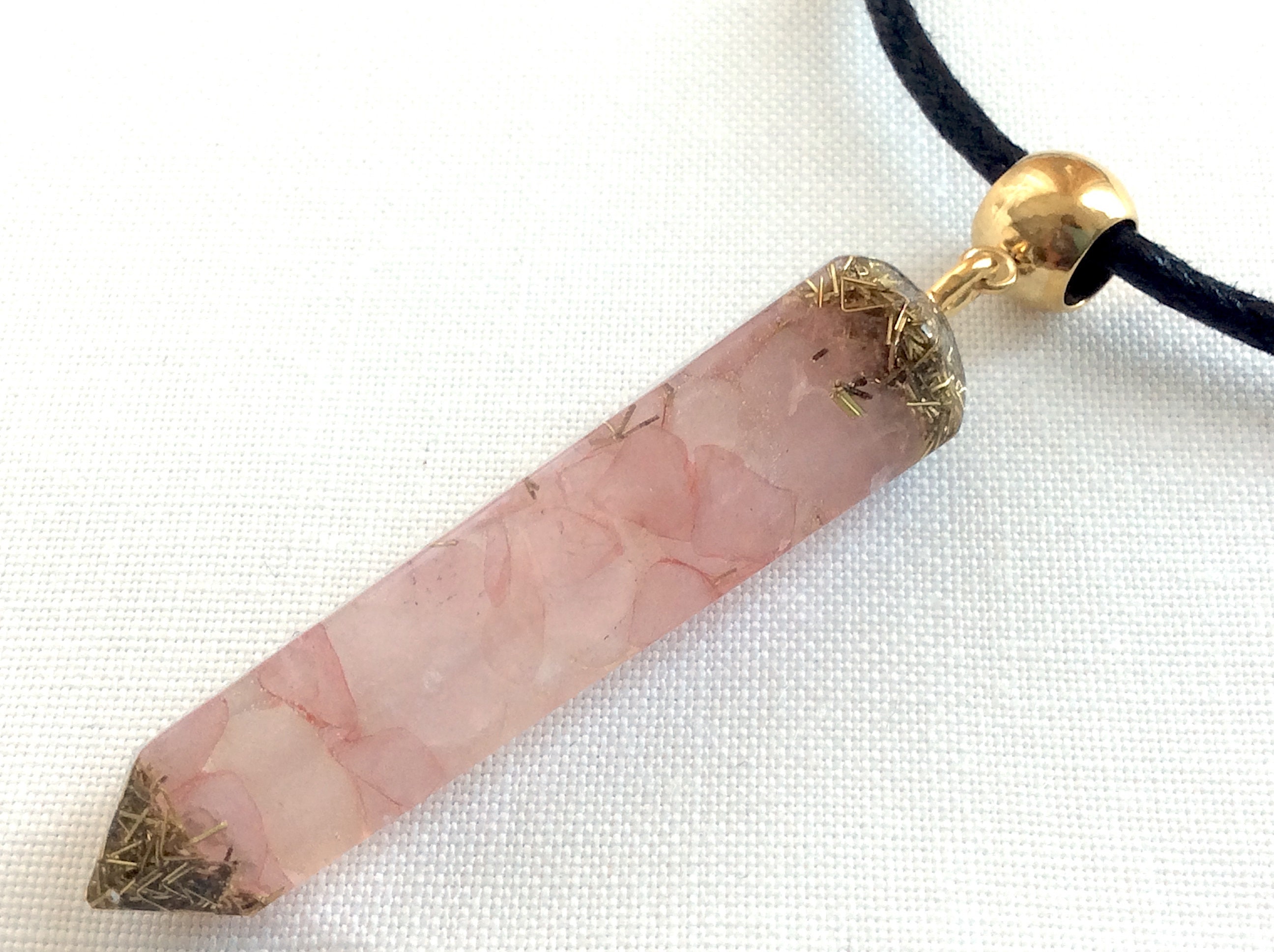 Orgone Quartz Point Pendant Necklace With Rose Quartz Healing - Etsy