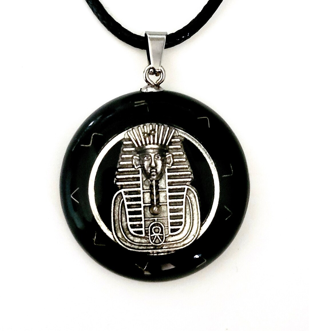 Orgone Pendant With Silver Egyptian Pharaoh, Black Tourmaline & Shugite ...