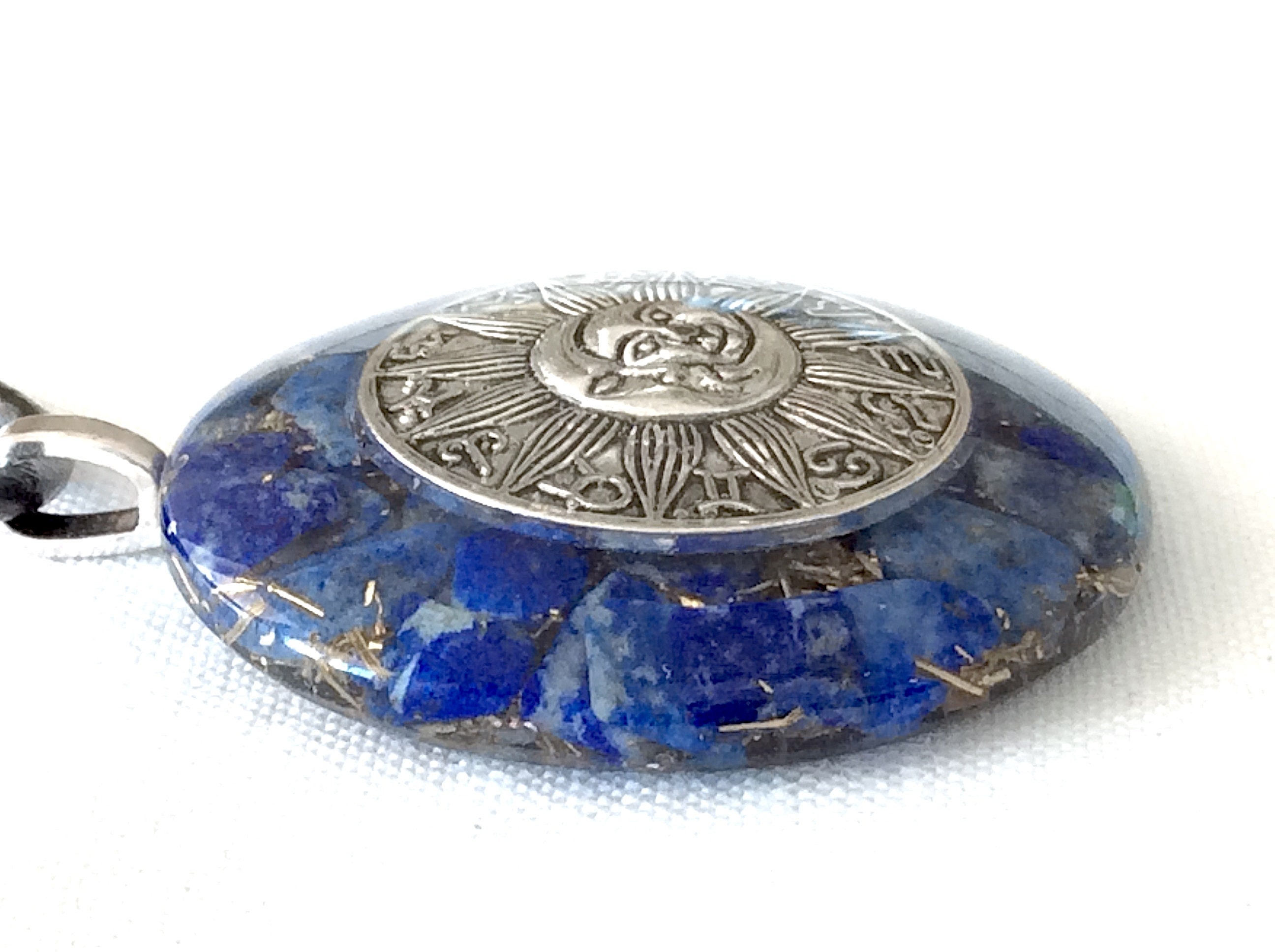 Orgone Pendant Necklace Silver Zodiac Wheel Sun and Moon & - Etsy