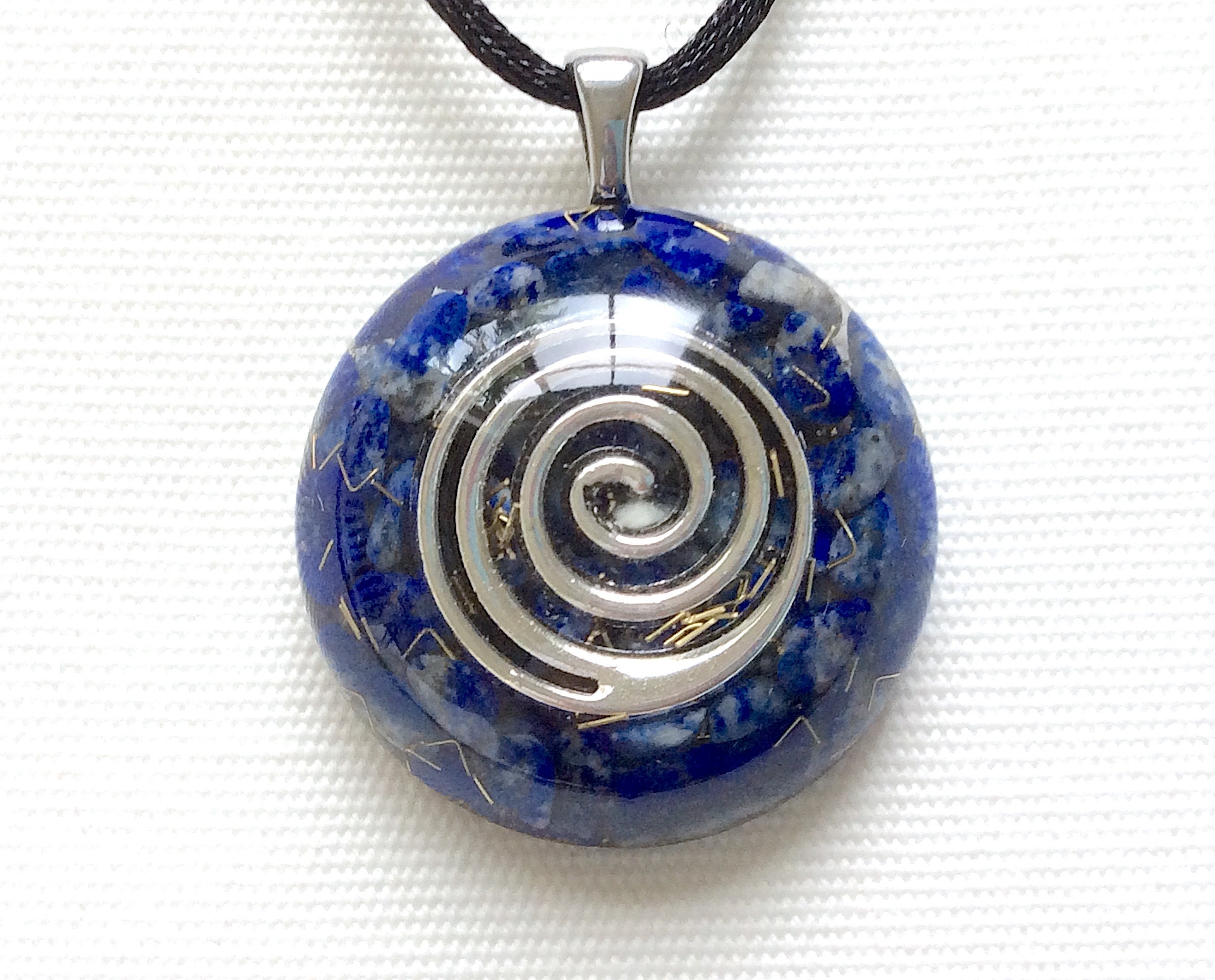 Orgone Energy Pendant Necklace Silver Swirl Spiral and - Etsy