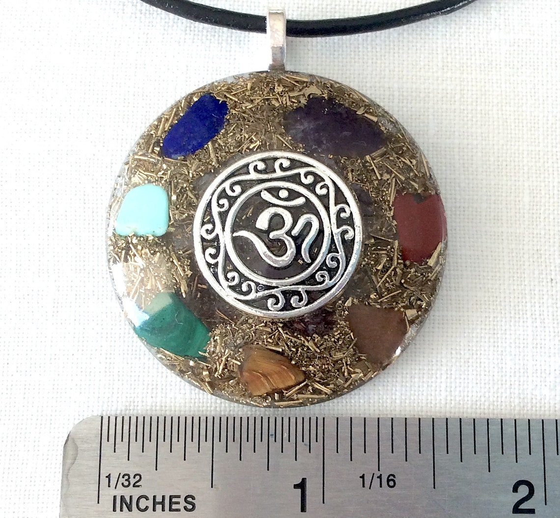 Orgone Pendant Necklace With Silver Yoga Aum Om Symbol & Seven - Etsy