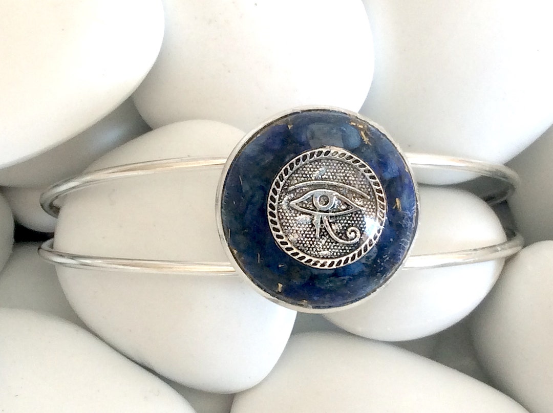 Orgone Energy Cuff Bracelet With Silver All Seeing Eye of Horus & Lapis ...