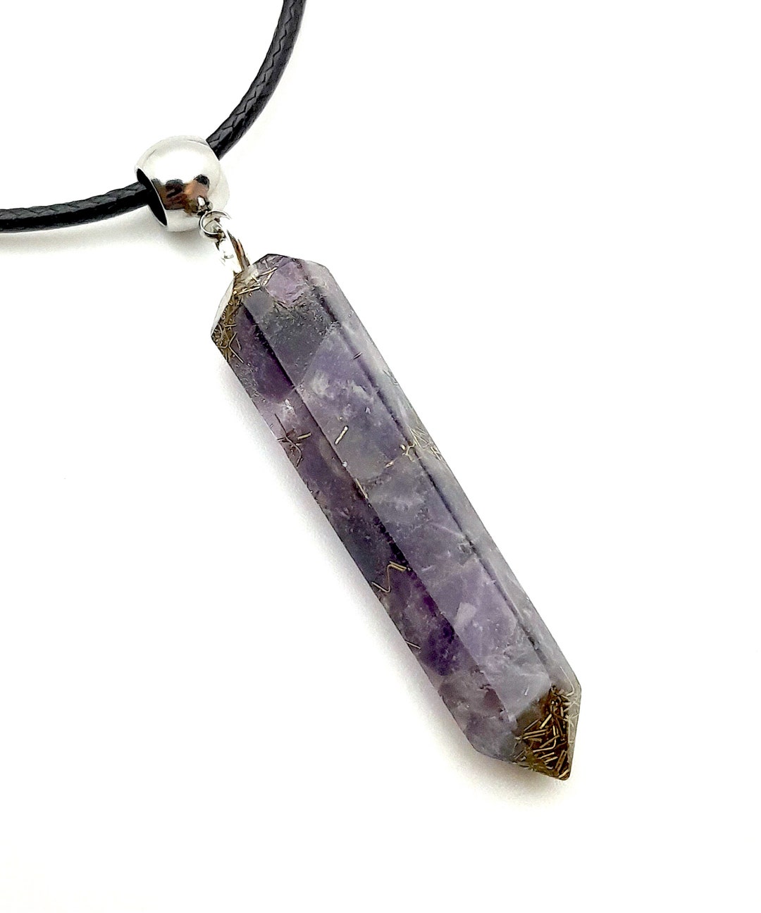 Orgone Energy Quartz Point Pendant Necklace With Amethyst Healing ...