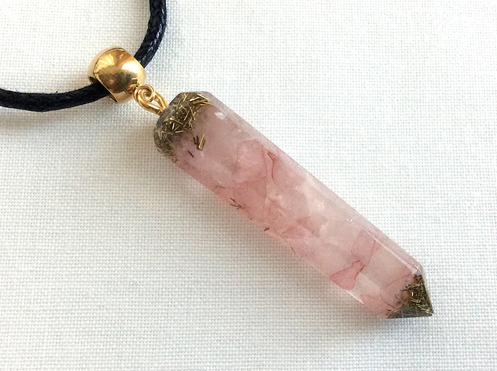 Orgone Quartz Point Pendant Necklace With Rose Quartz Healing - Etsy