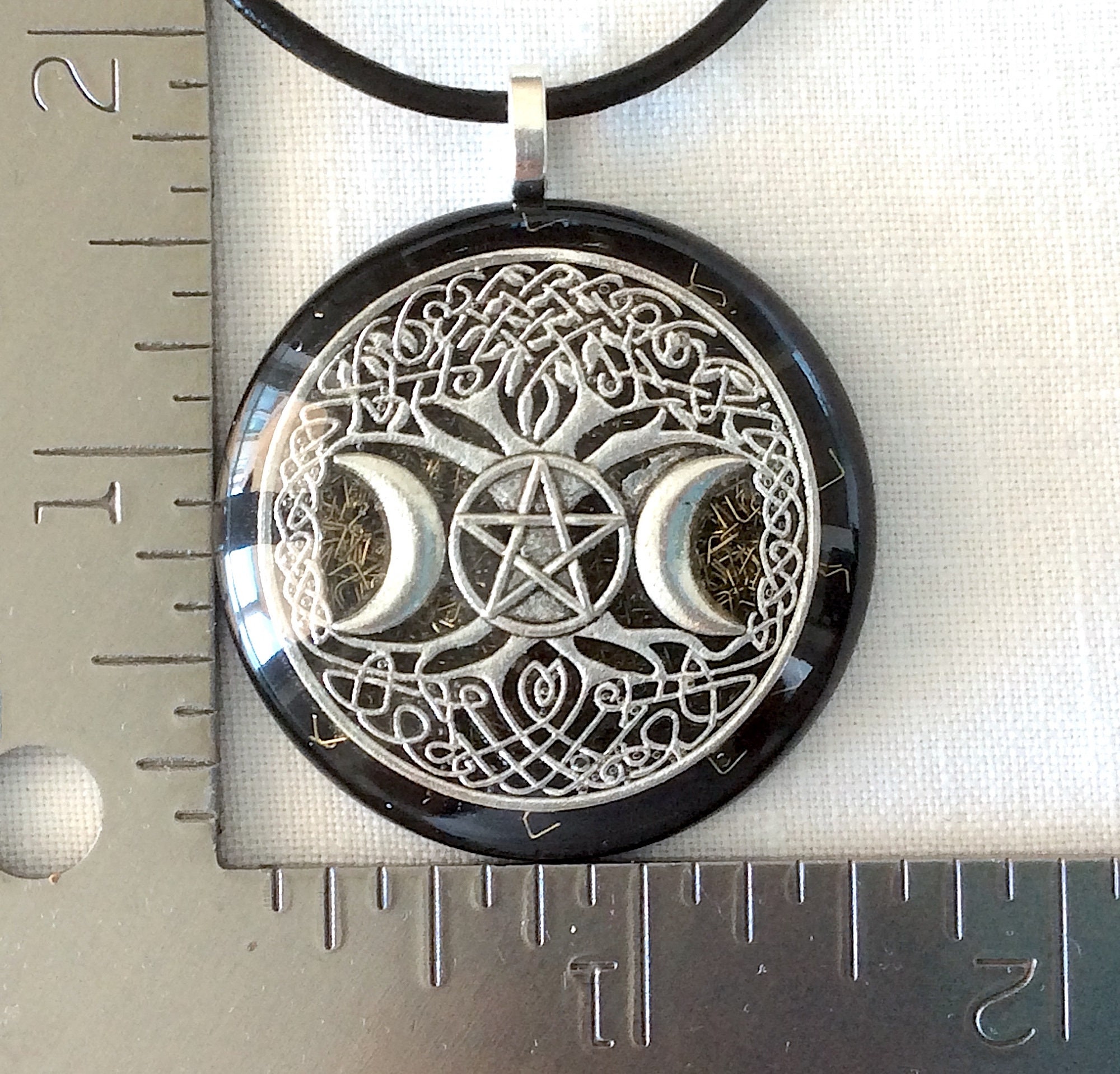 Orgone Pendant Necklace Silver Tree of Life Pentacle Black - Etsy