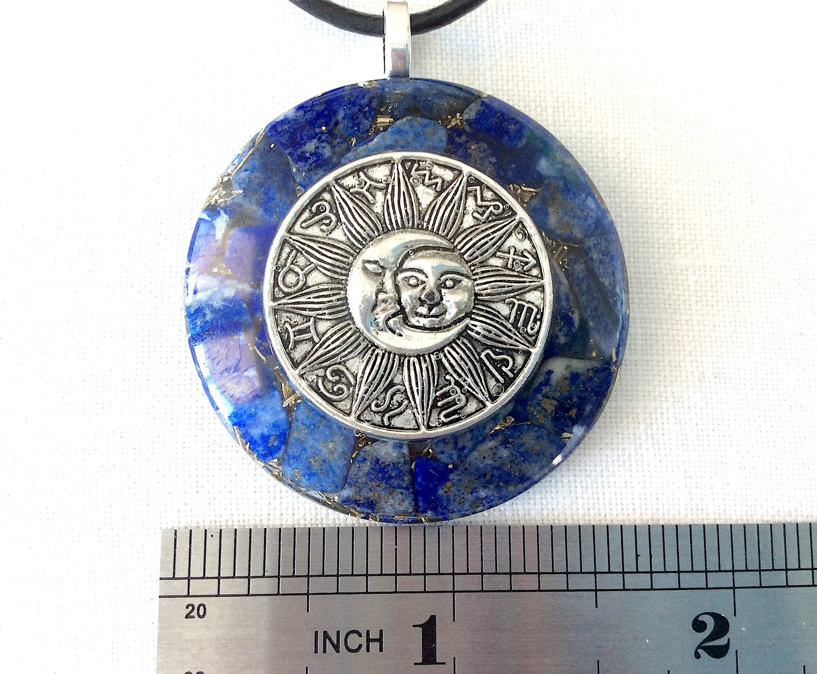 Orgone Pendant Necklace Silver Zodiac Wheel Sun and Moon & - Etsy