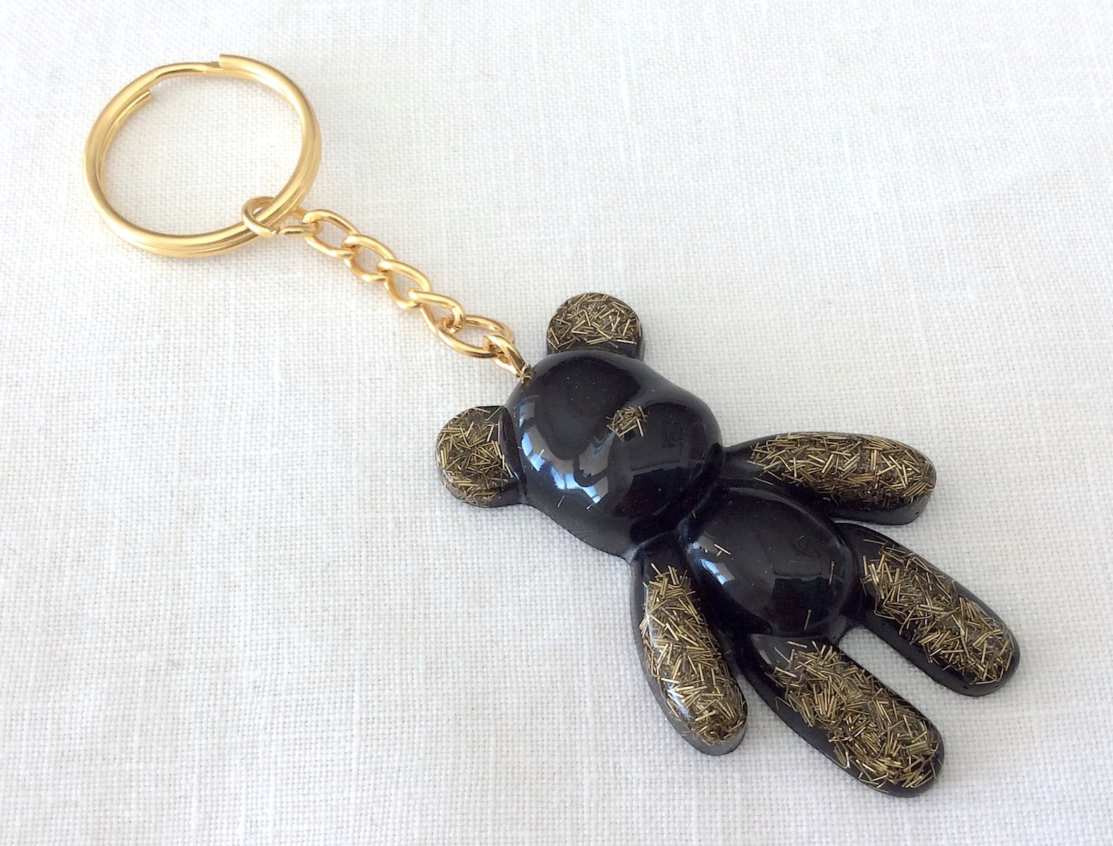 Orgone Bear Shaped Keychain With Black Tourmaline and Shungite | Etsy
