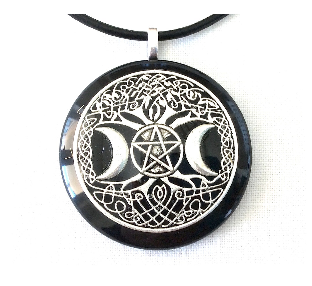 Orgone Pendant Necklace Silver Tree of Life Pentacle, Black Tourmaline ...