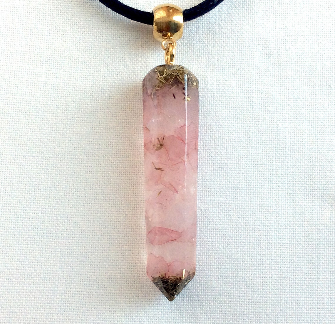 Orgone Quartz Point Pendant Necklace With Rose Quartz Healing - Etsy