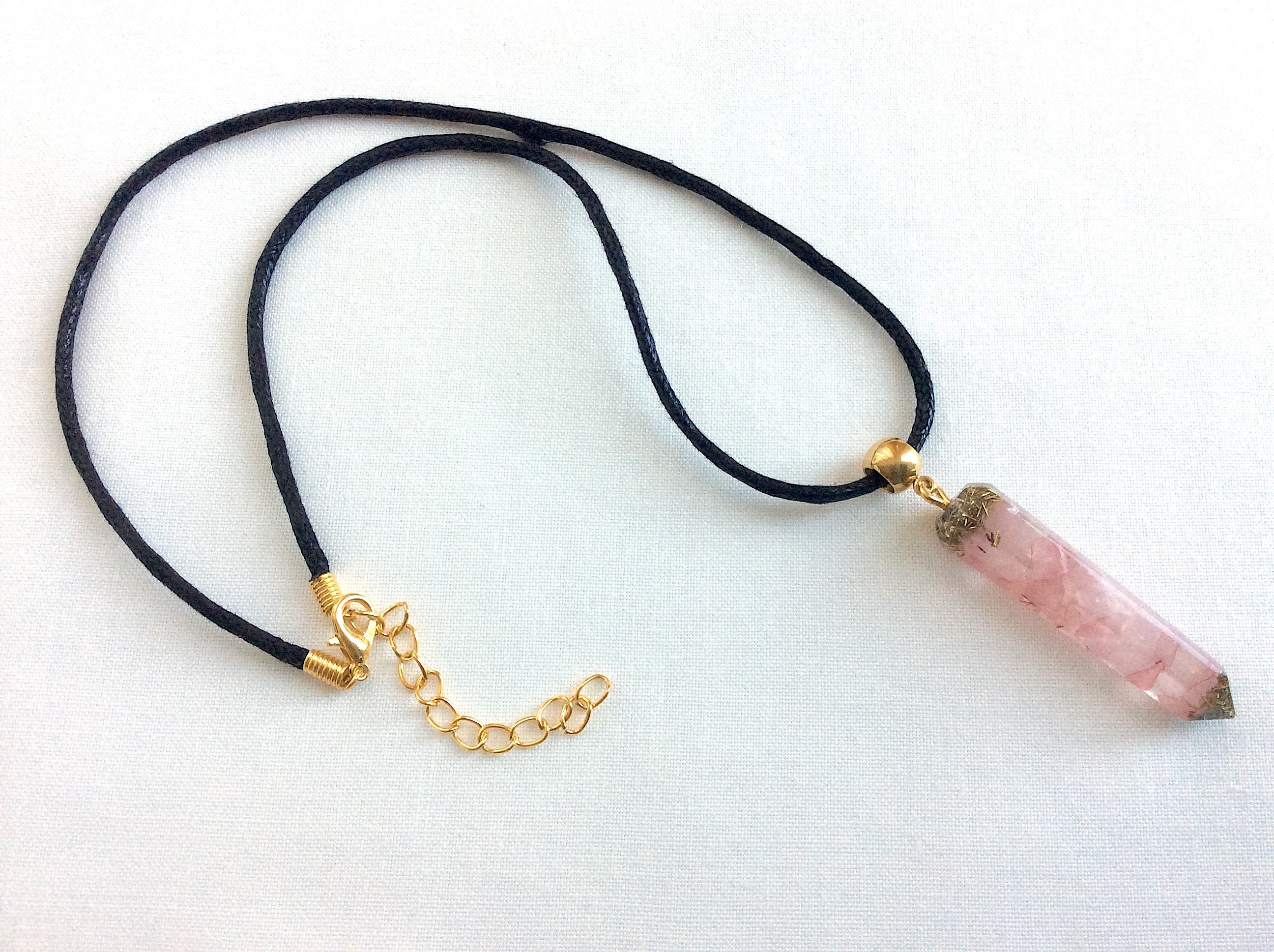 Orgone Quartz Point Pendant Necklace With Rose Quartz Healing - Etsy