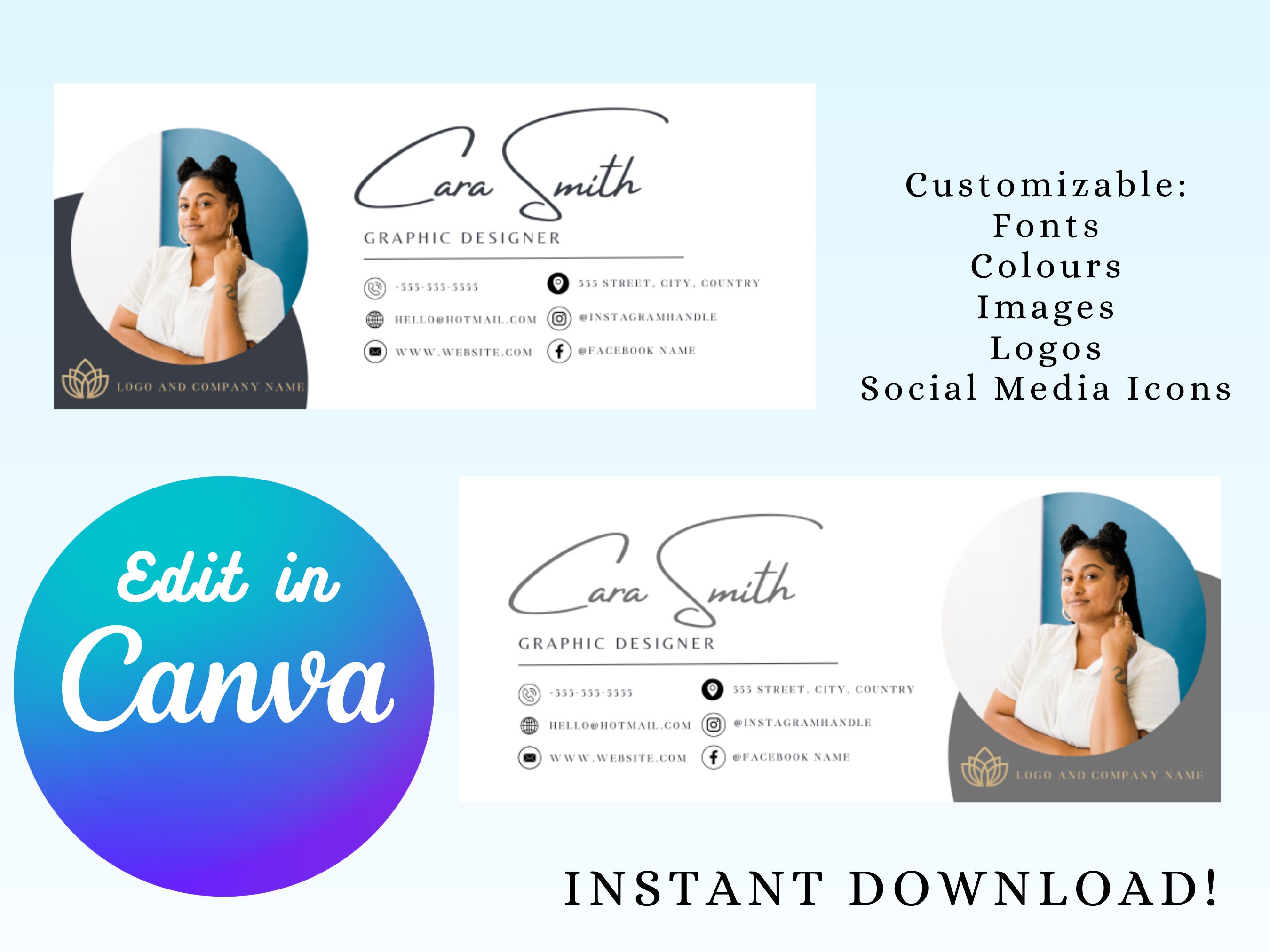 Email Signature Template Canva, Gmail Outlook Mail, Customizable Email ...