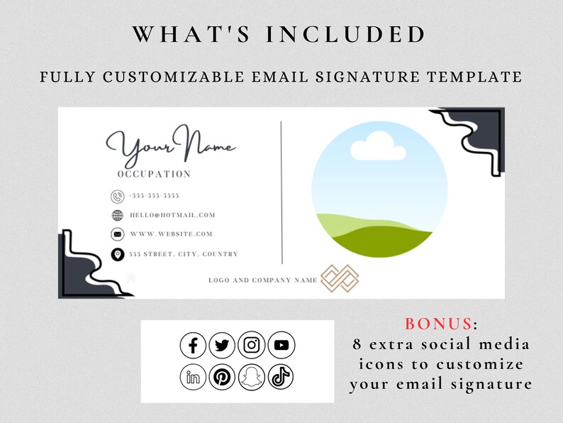 Email Signature Template Canva, Gmail Outlook Mail, Customizable Email ...