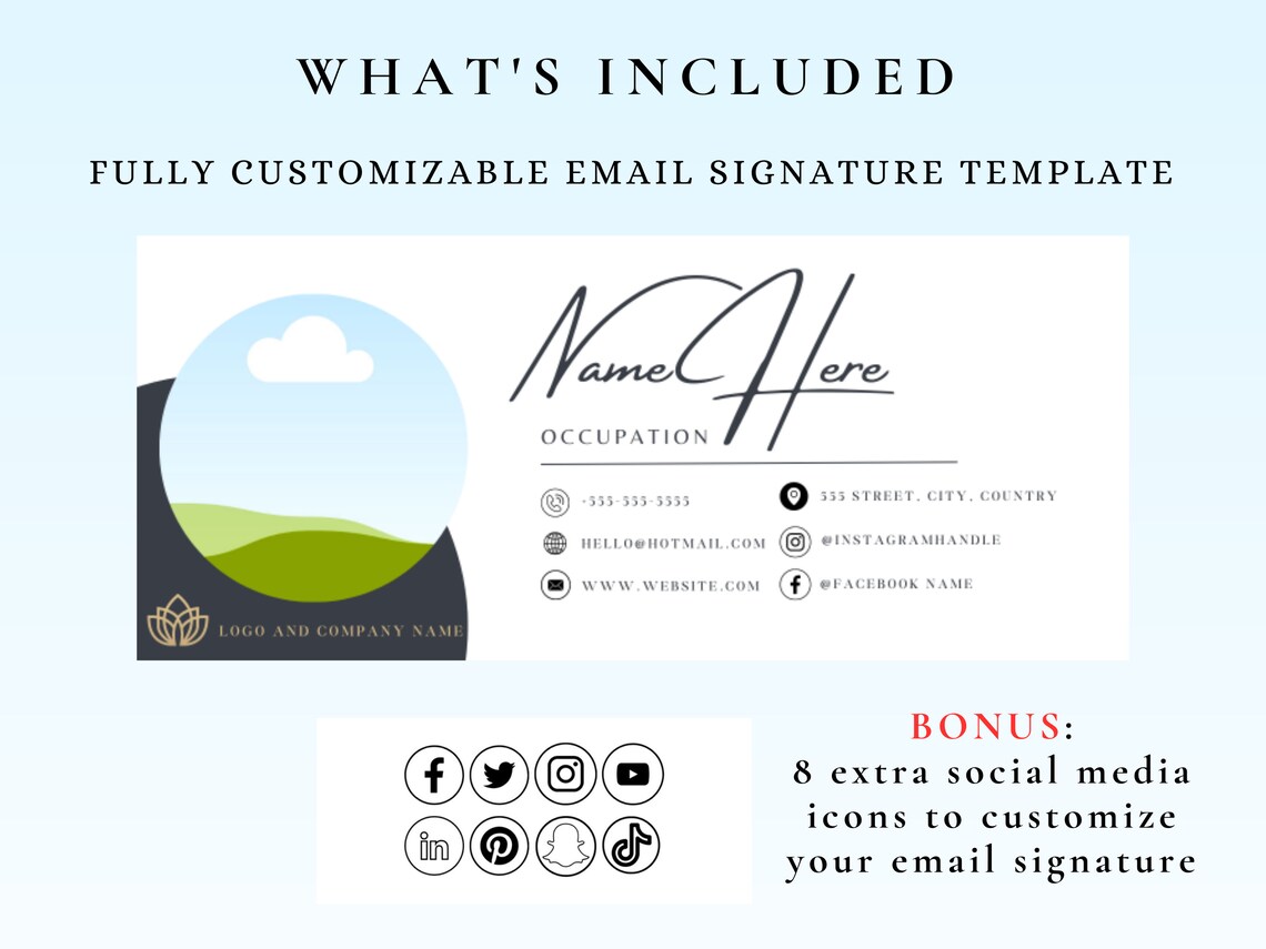 Email Signature Template Canva, Gmail Outlook Mail, Customizable Email ...