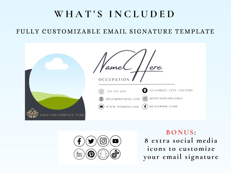 Email Signature Template Canva, Gmail Outlook Mail, Customizable Email ...