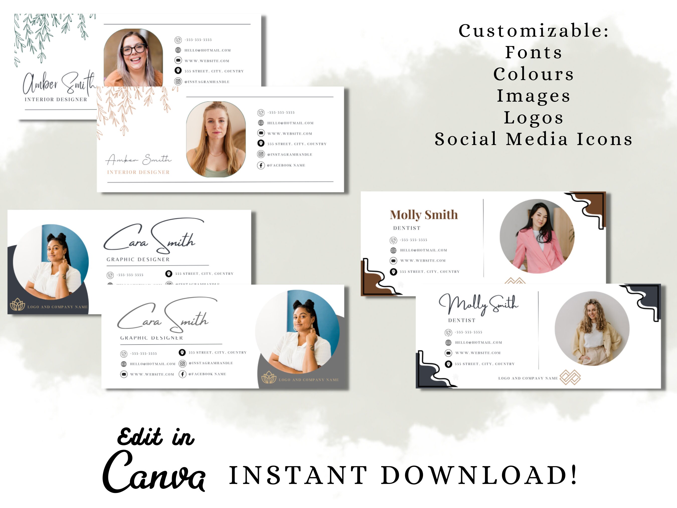 Email Signature Template Bundle Canva, Gmail, Outlook, Customizable ...