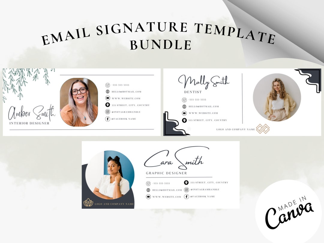 Email Signature Template Bundle Canva, Gmail, Outlook, Customizable ...