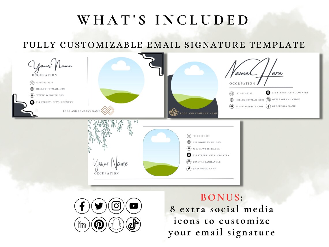 Email Signature Template Bundle Canva, Gmail, Outlook, Customizable ...