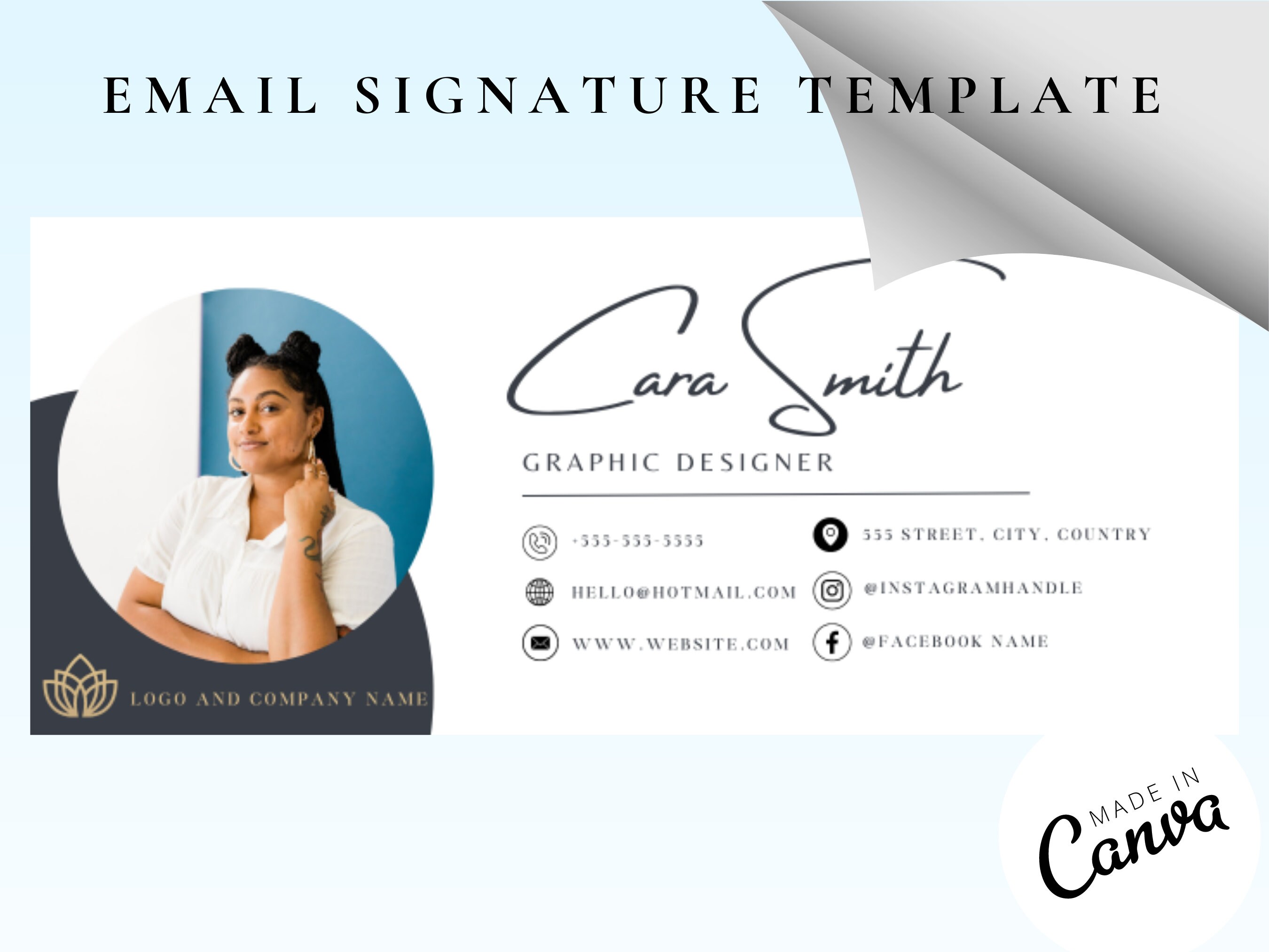 Email Signature Template Canva, Gmail Outlook Mail, Customizable Email ...