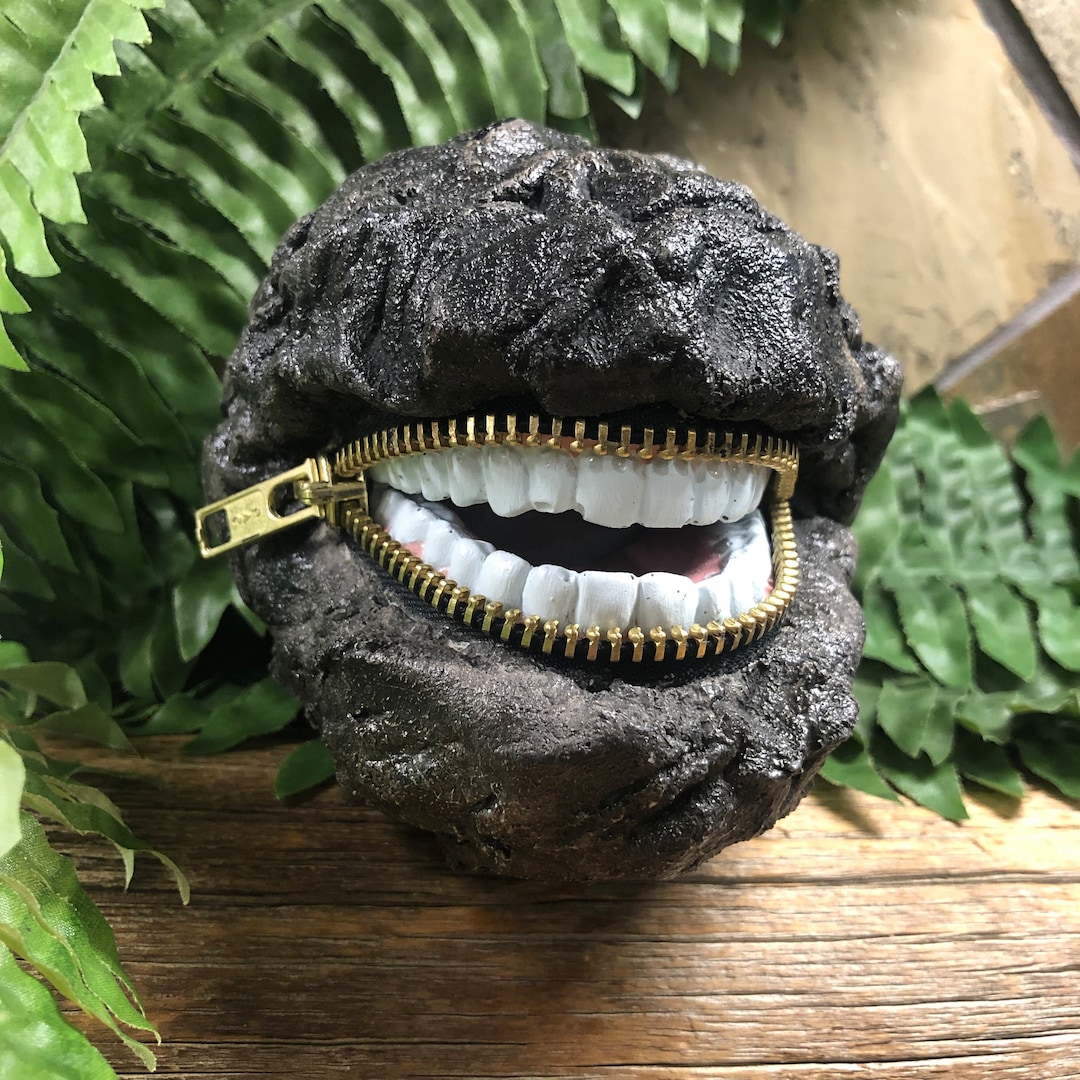 Smiling Teeth Rock With Brass Zipper. Handmade, Unique, One of A Kind ...