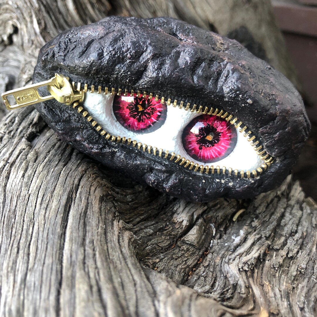 Zipper Eye Rock With Googly Pink Eyes. Handmade, Unique and One of A ...