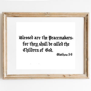 Matthew 5:9 of the Holy Bible (king James Version/kjv), Art Print of ...