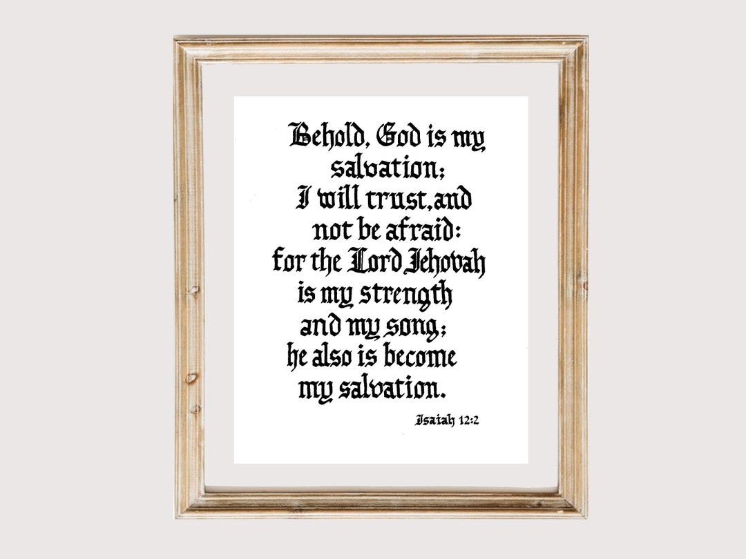 Isaiah 12:2 of the Holy Bible (king James Version/kjv), Art Print of ...