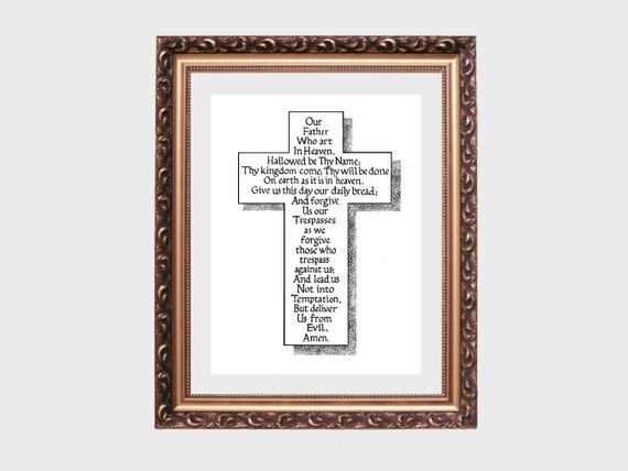 Our Father Prayer Art Print of Hand-lettered Calligraphy for | Etsy