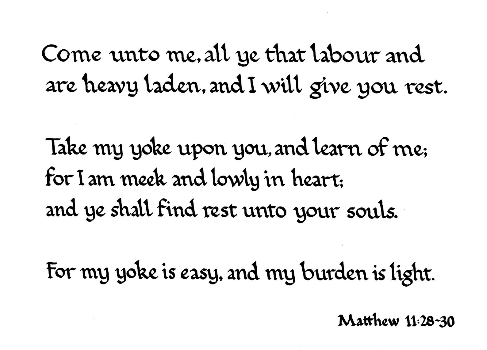 Matthew 11:28-30 of the Holy Bible (king James Version/kjv), Art Print ...