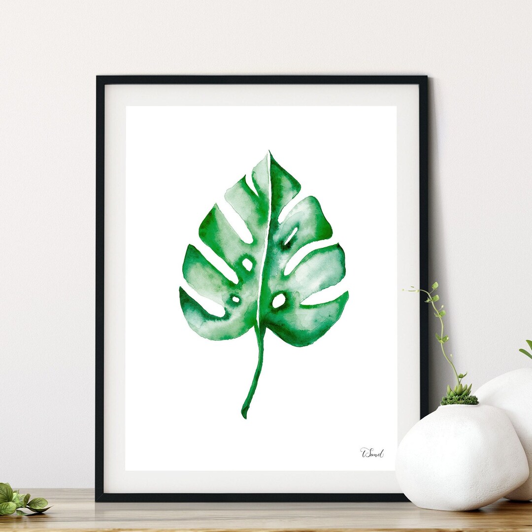 Monstera Plant Art, Watercolor Painting, Monstera Leaf Wall Art ...
