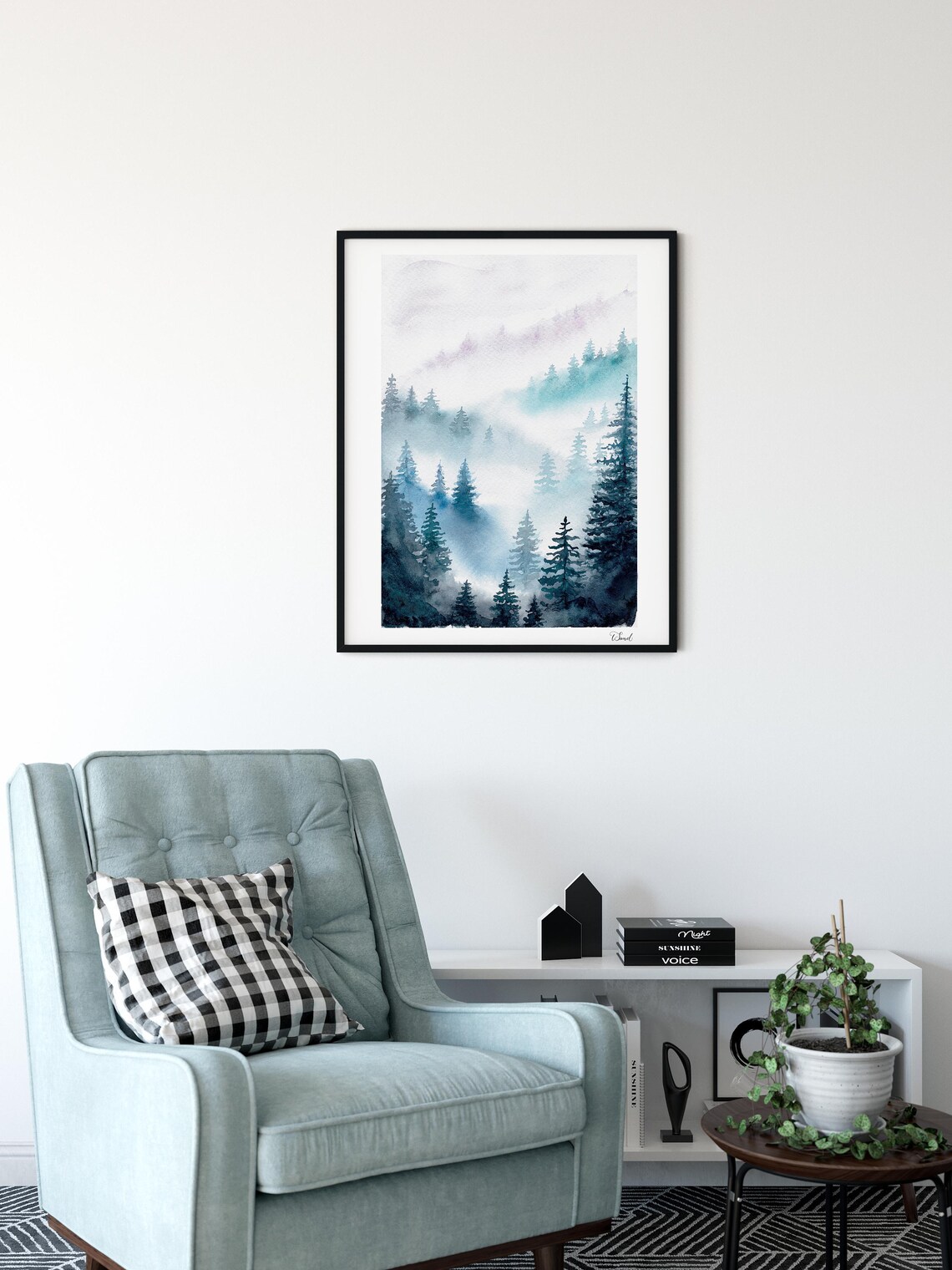 Forest Watercolour, Mountain Forest Print, Watercolour Forest Print ...