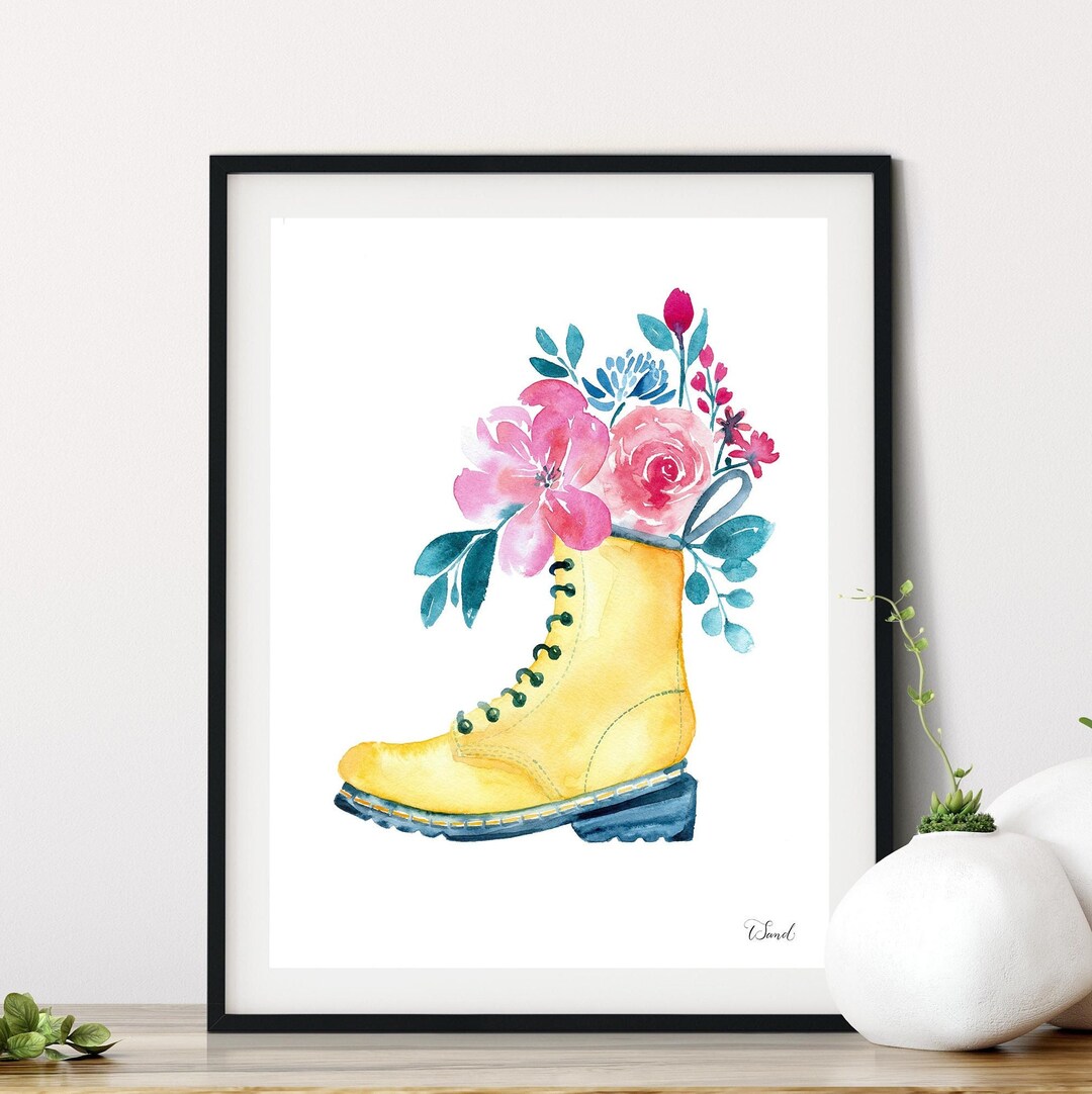 Rain Boot Art Print, Watercolor Rainboots, Rainboot Print, Farmhouse ...