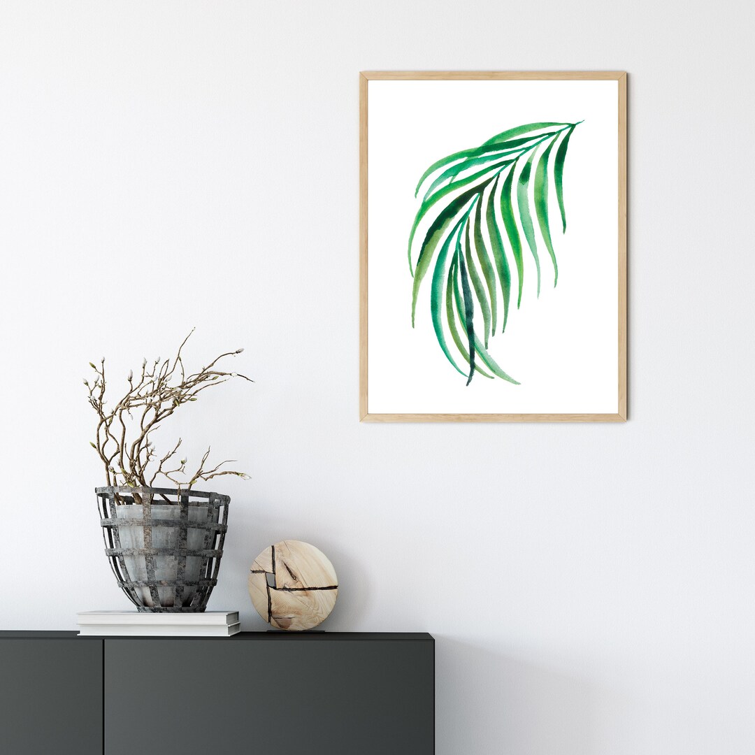 Watercolor Palm Leaf Wall Art Decor, Palm Leaf Art, Watercolour Leaf ...