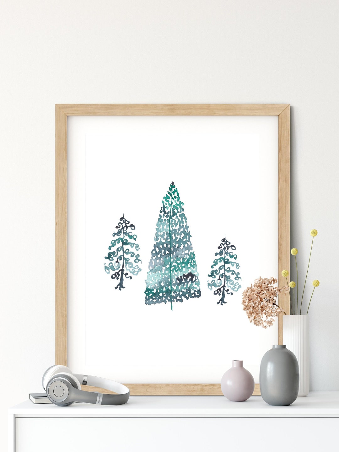 Evergreen Tree Wall Art, Watercolor Painting, Pine Tree Print ...