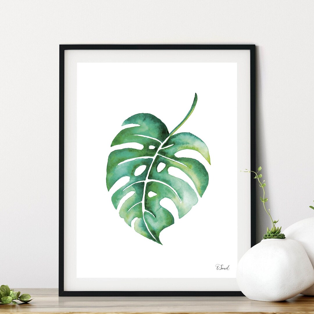 Monstera Plant Art, Watercolor Painting, Monstera Leaf Wall Art ...