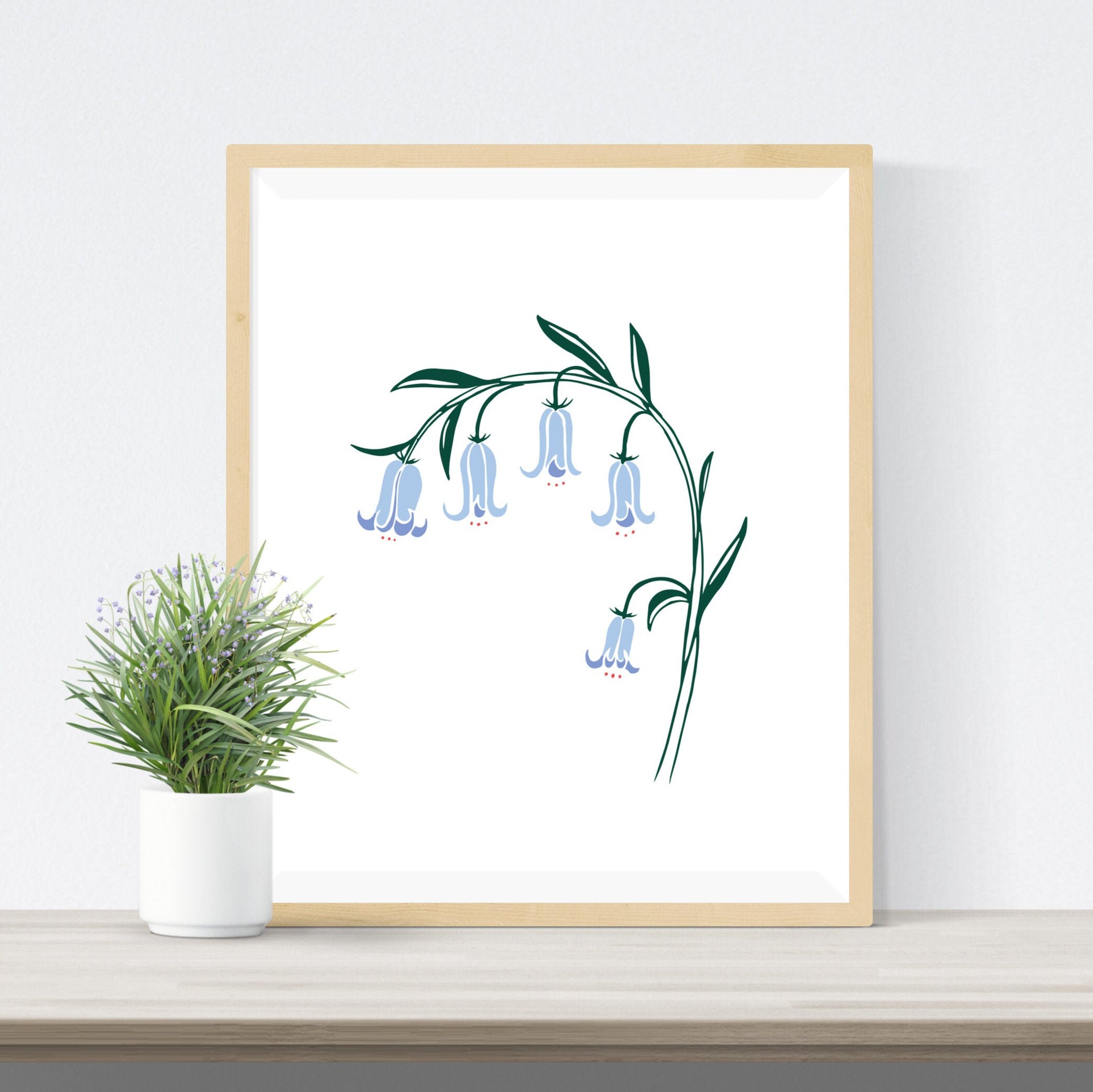 Bluebell Flower Print Floral Printable Minimalist Wall Art | Etsy