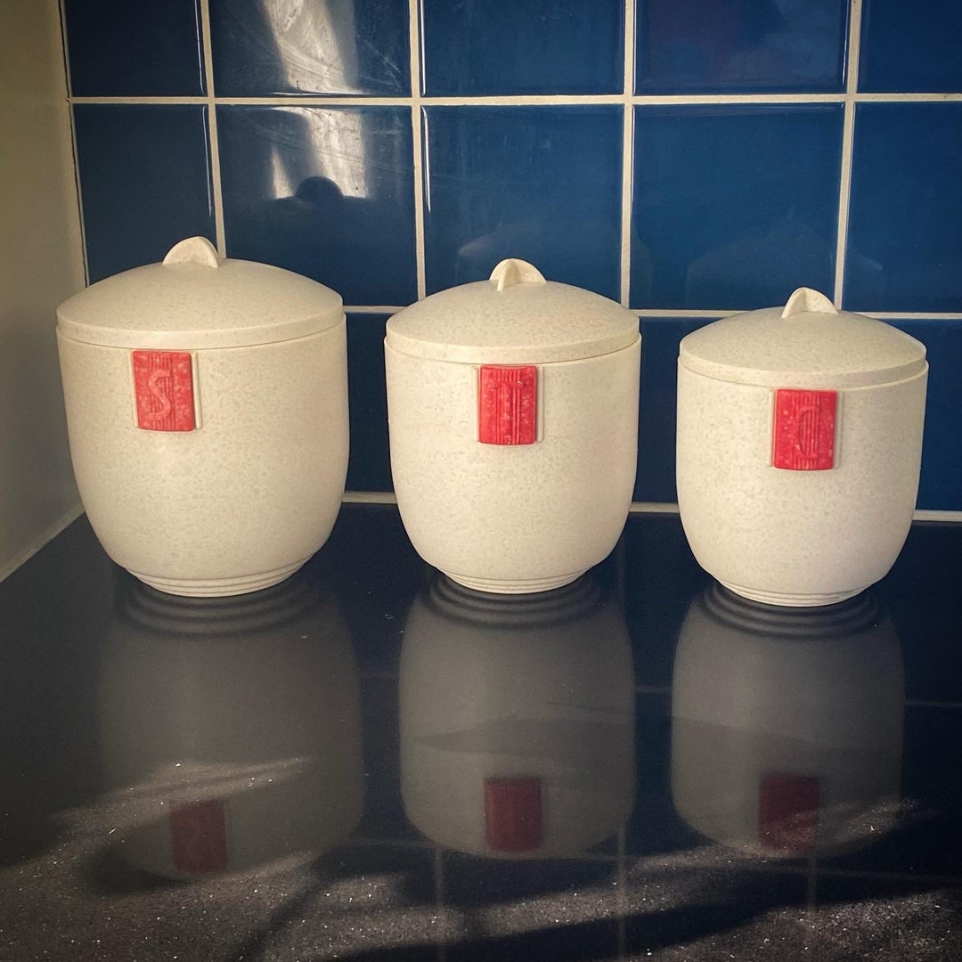 Fabulous Art Deco Bakelite Three Piece Canister Set by Duperite ...