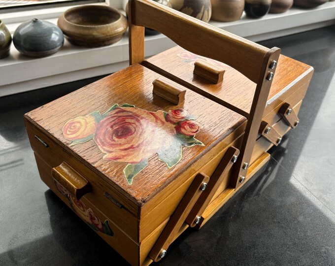 Vintage Timber Cantilever Style Sewing Craft Box - Etsy