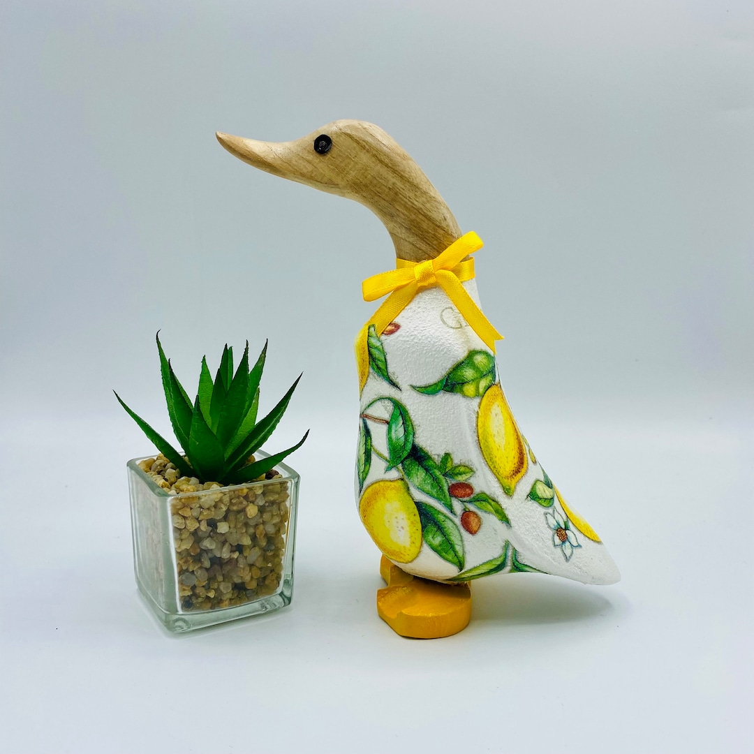Bamboo Duck, Wooden Duck, Lemon Design, Yellow - Etsy