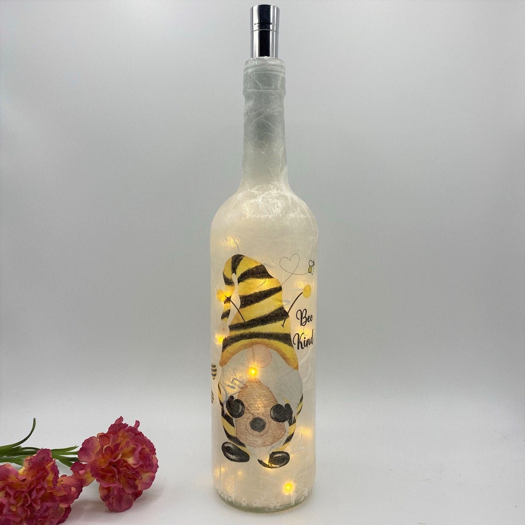 Decoupage Bottle Light, Bee Kind, Gonk, Gnome - Etsy