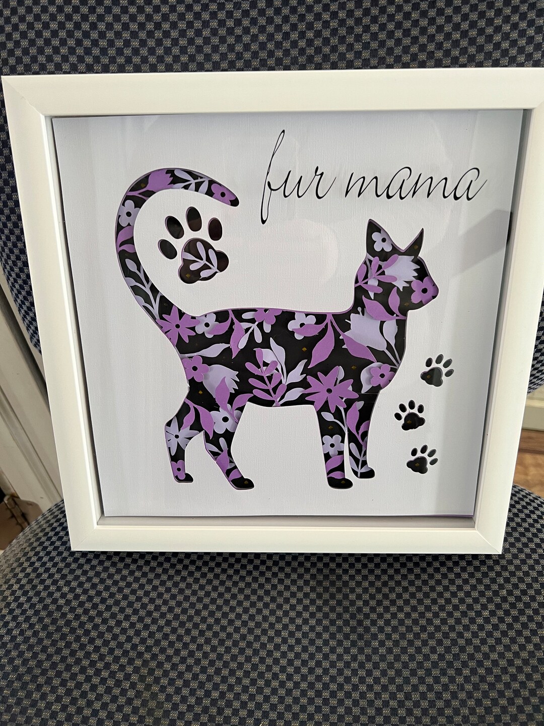 12x12 Layered Cat Shadow Box Fur Mama Shadow Box 3D - Etsy